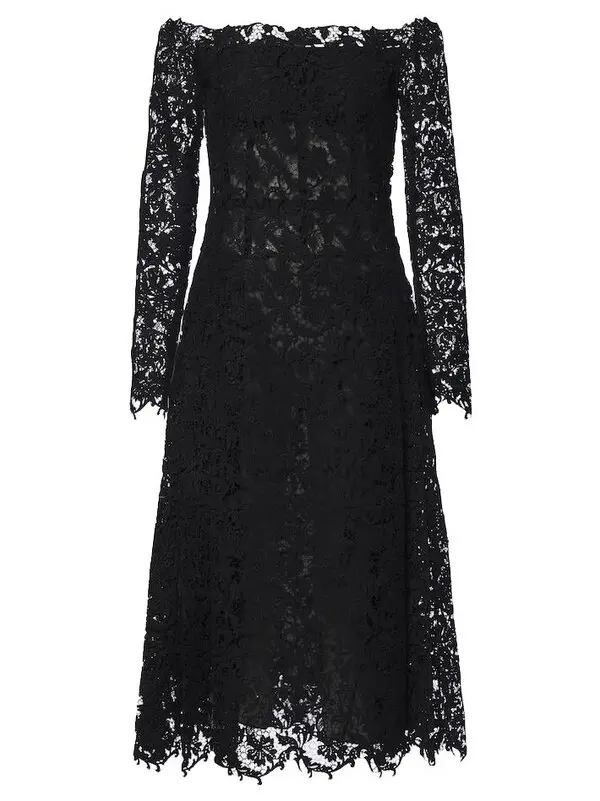 Fendi Off-shoulder Lace Bustier Dress - Black