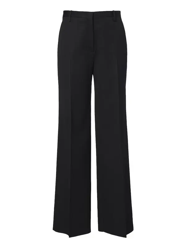Fendi Virgin Wool Wide-leg Trousers - Black