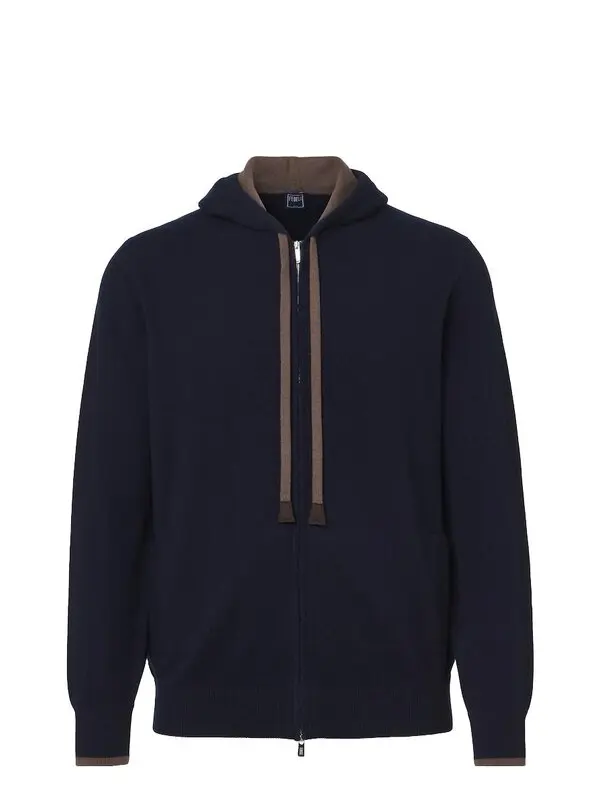 Fedeli Cashmere Zip-up Hoodie - Blue