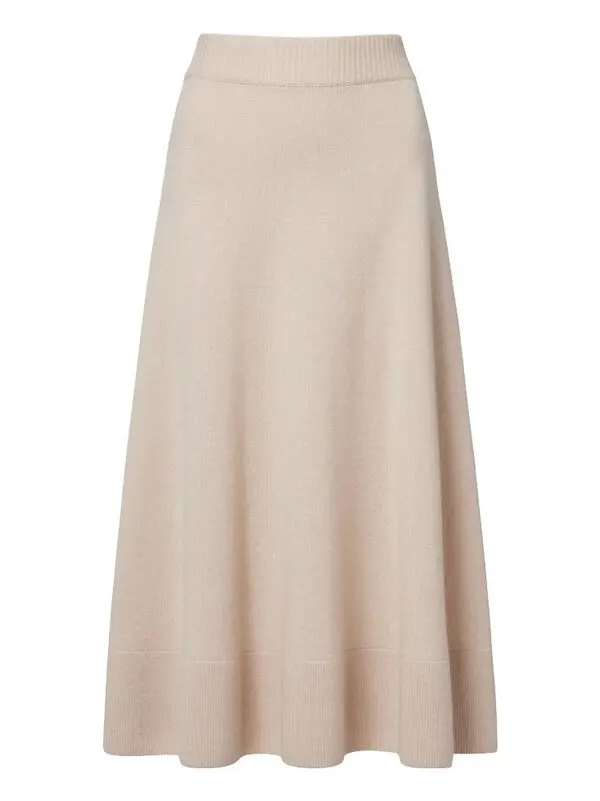 Agnona Cashmere Midi Skirt - Beige