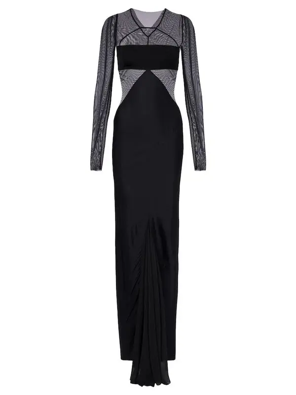 Rick Owens Combo Tulle-trimmed Gown - Black