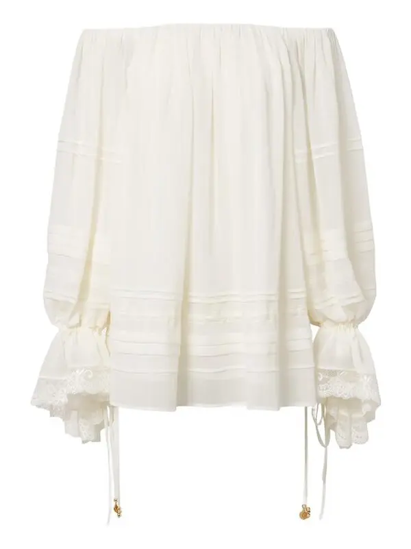 XU ZHI Lace-trimmed Off-shoulder Top - White