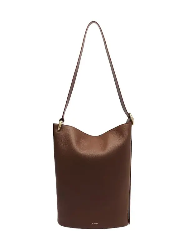 JOSEPH Large Leather Bucket Shoulder Bag - Brown
