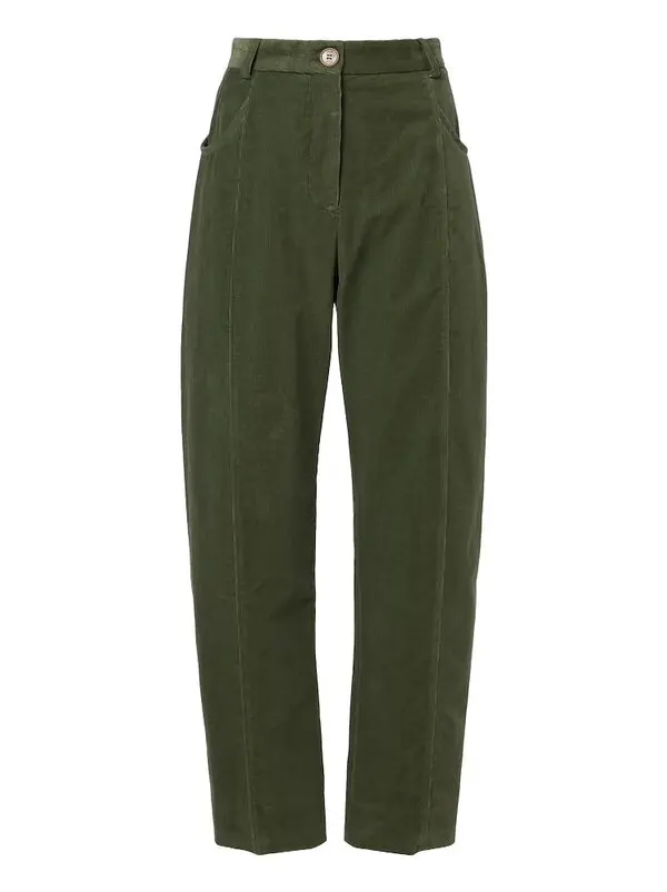 BLAZÉ MILANO Sorraia Cotton Corduroy Barrel-leg Pants - Green