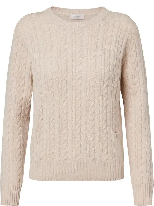 Agnona Cable-knit Cashmere Crewneck Sweater - Beige