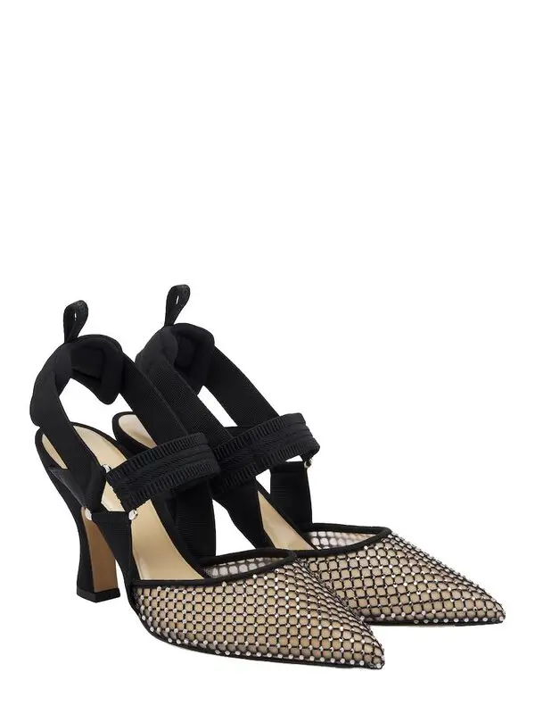 Fendi Colibrì Embellished Mesh And Suede Pumps - Black