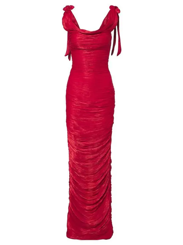 MARMAR HALIM Pleated Taffeta Gown - Red