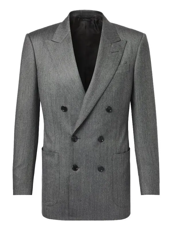 TOM FORD Mouliné Wool Twill Blazer - Grey
