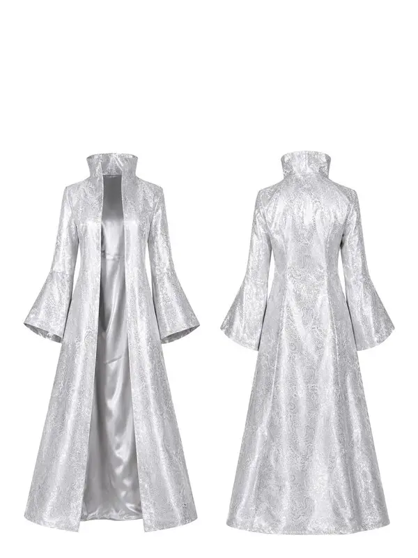 HARMONIA NY Ascension Silver Brocade Kimono Set - White