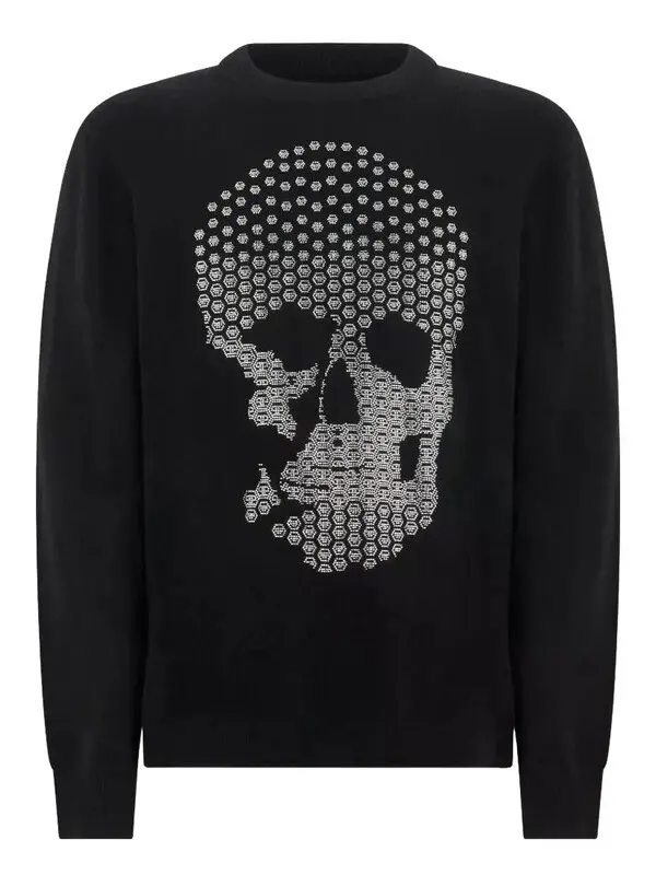 Philipp Plein Skull Rhinestone Embellished Sweater - Black