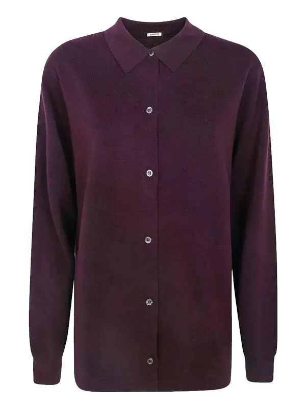 Aspesi Button-up Wool Cardigan - Purple