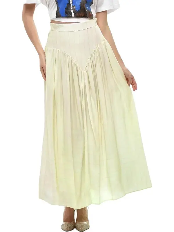 Stella McCartney Striped Pleated Long Skirt - Neutrals