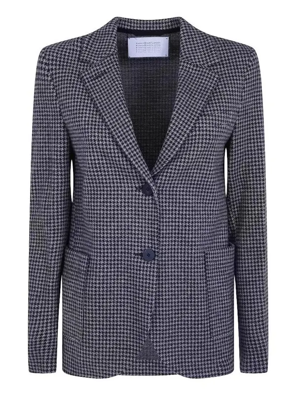 Harris Wharf London Houndstooth Wool Blazer - Grey