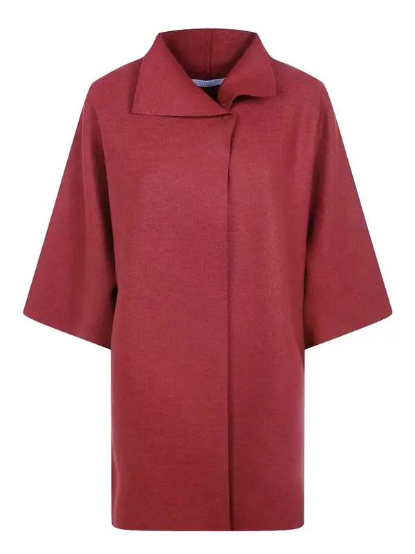 Harris Wharf London Asymmetrical Collar Three-quarter Sleeve Coat - Red