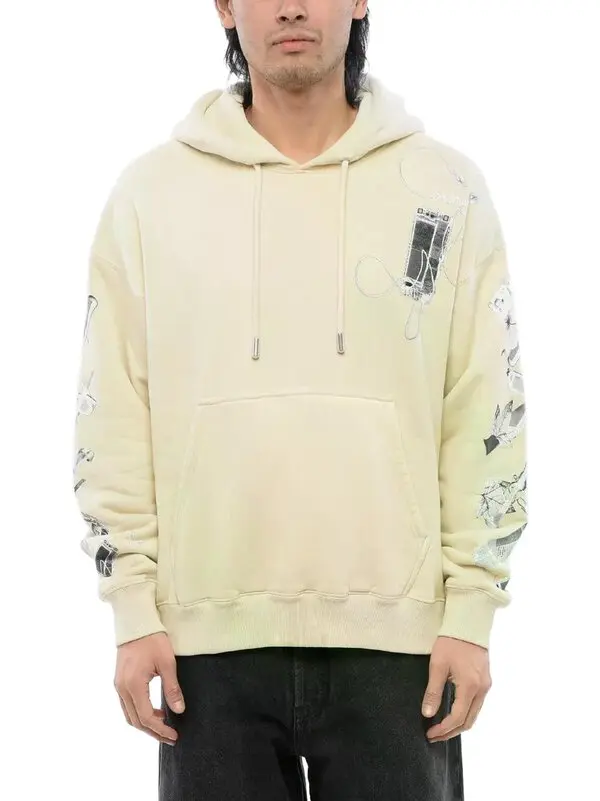 Off-White Logo-print Drawstring Hoodie - Neutrals