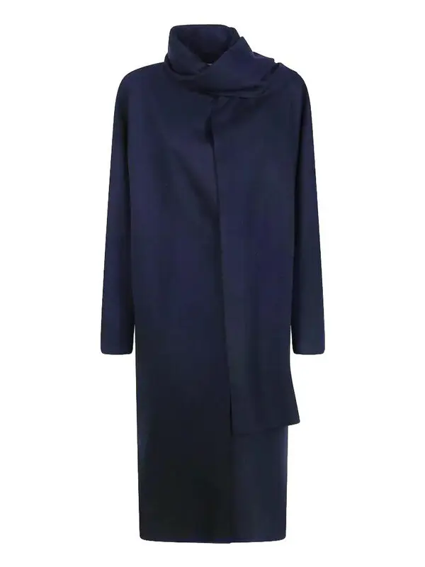 Harris Wharf London Wool Coat With Scarf Detail - Blue