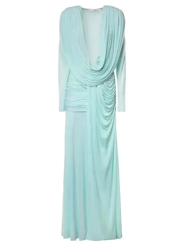 Christopher Esber Draped Long-sleeve Maxi Dress - Blue