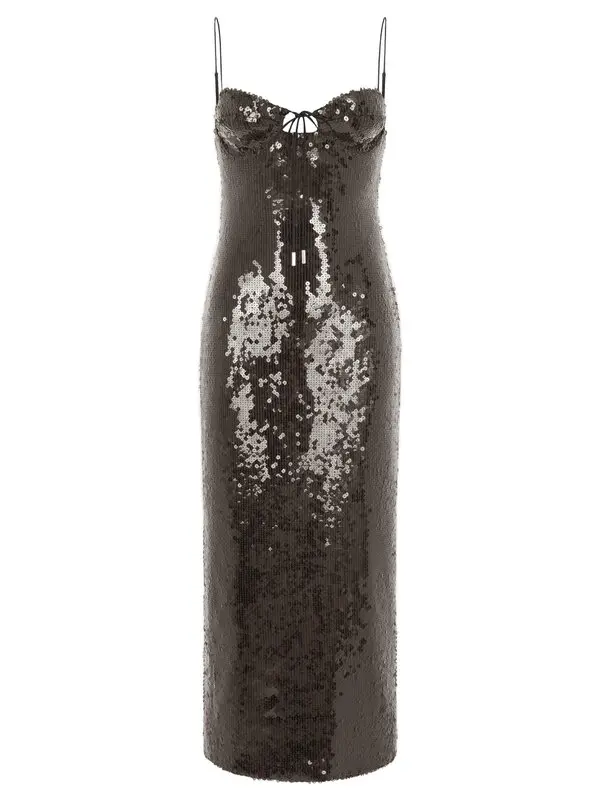 16Arlington Che Sequin Midi Dress - Chocolate