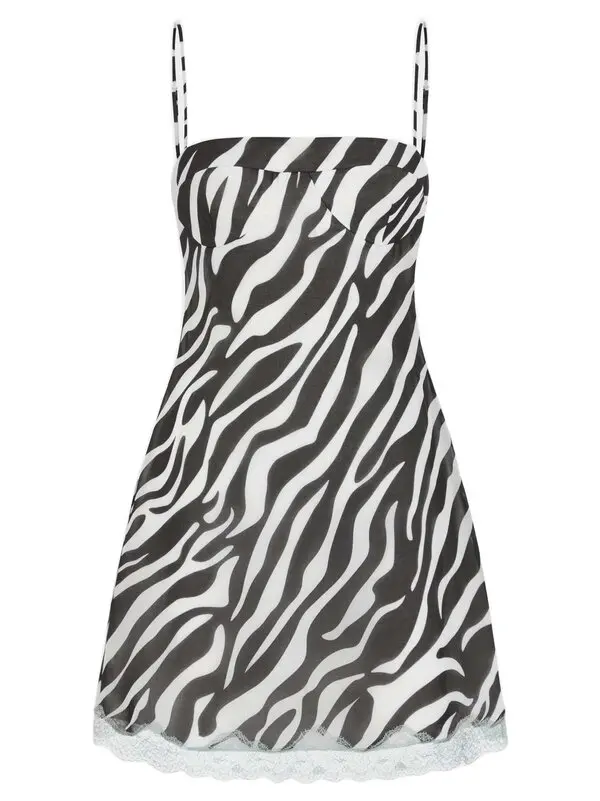 16Arlington Connie Mini Dress Print Chiffon With Lace Trim - Zebra