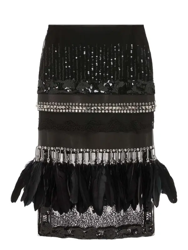 16Arlington Hilda Midi Skirt With Embellishments - Black