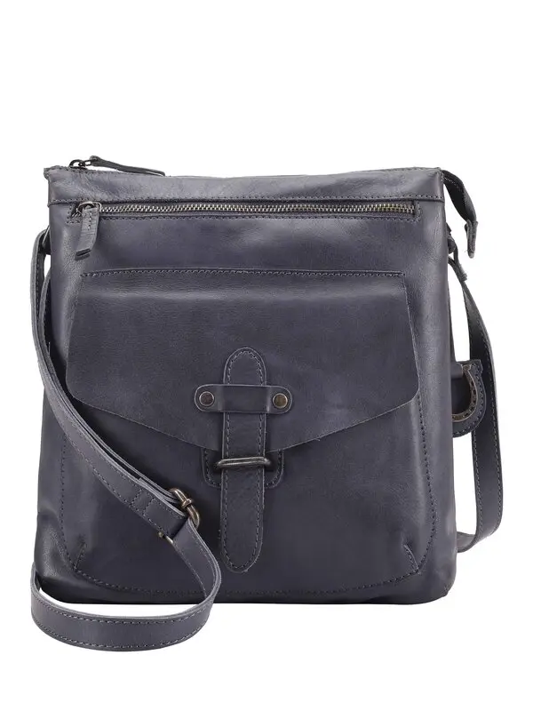 LLOYD BAKER Helene Washed Leather Crossbody Bag - Grey