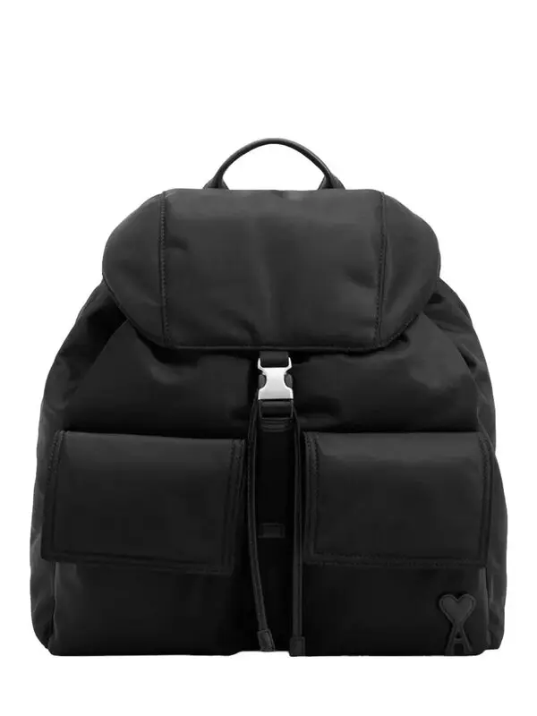 AMI Paris Backpack With Flap Closure - Black