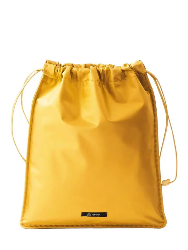 Prada Silk Duchess Pouch With Leather Drawstring - Yellow