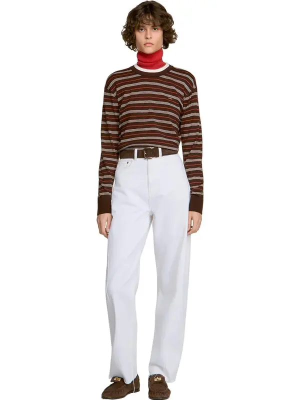 Sandro Striped Wool Jumper - Brown