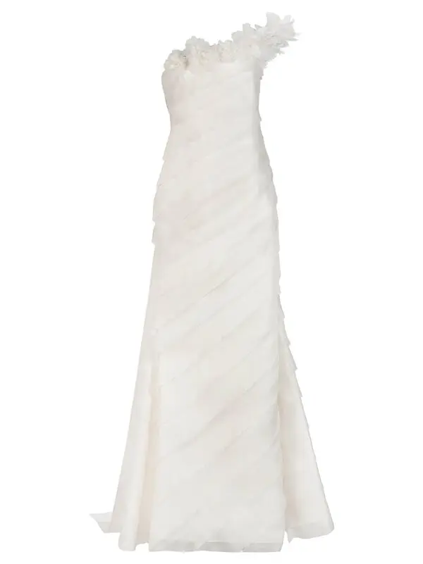 ALEXANDRA PIJUT Patti Gown In Ivory Satin Face Organza - White