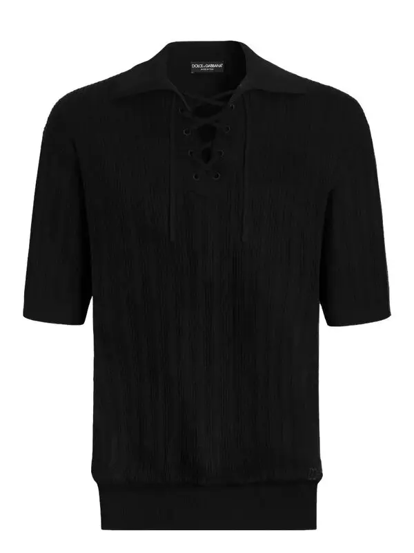 Dolce & Gabbana Cotton Serafino Polo Shirt - Black