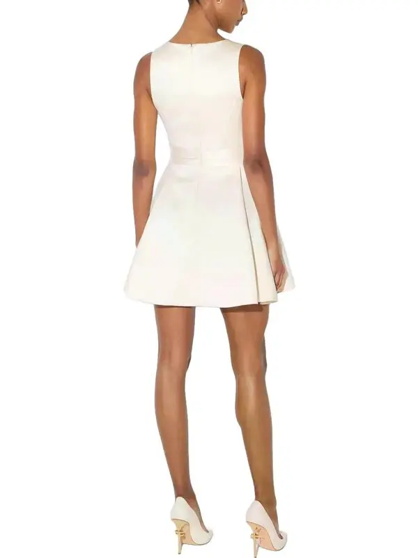 Elisabetta Franchi Duchess Satin Mini Dress With Feather Embellishment - Neutrals