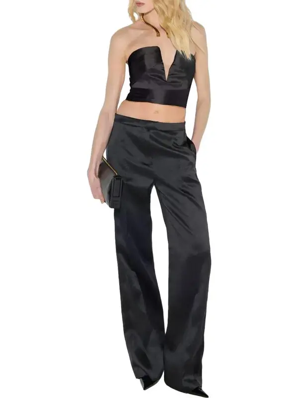 Elisabetta Franchi Gazar Off-the-shoulder V-neck Top With Tulle Veil - Black