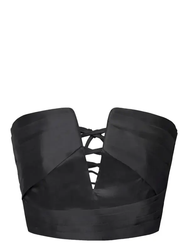 Elisabetta Franchi Gazar Off-the-shoulder V-neck Top With Tulle Veil - Black