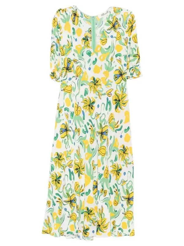 Diane Von Furstenberg Jemma Floral Print Midi Dress - White
