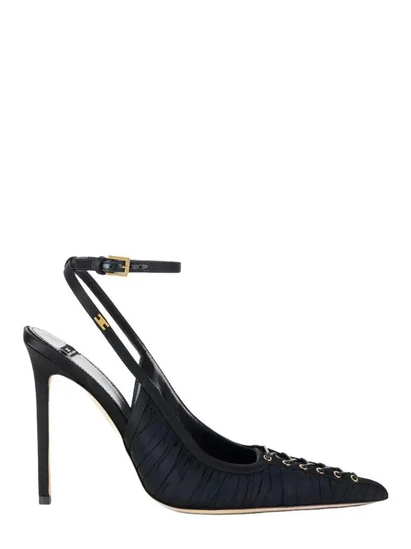 Elisabetta Franchi Nappa Leather Criss-cross Lace-up Stiletto Sandals - Black