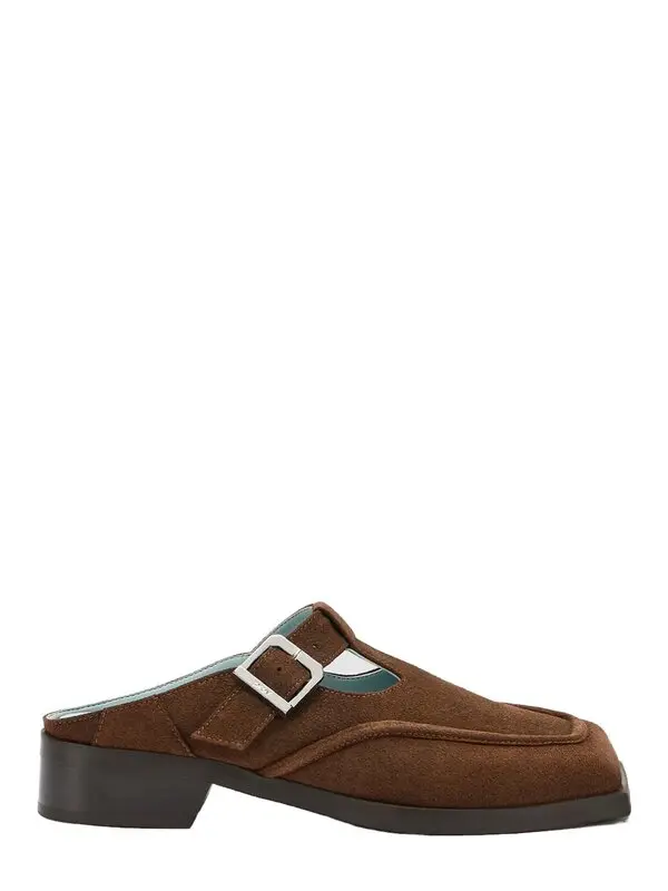 PREV Lou Mahogany Clog Mules With Buckle Detail - Blue/brown