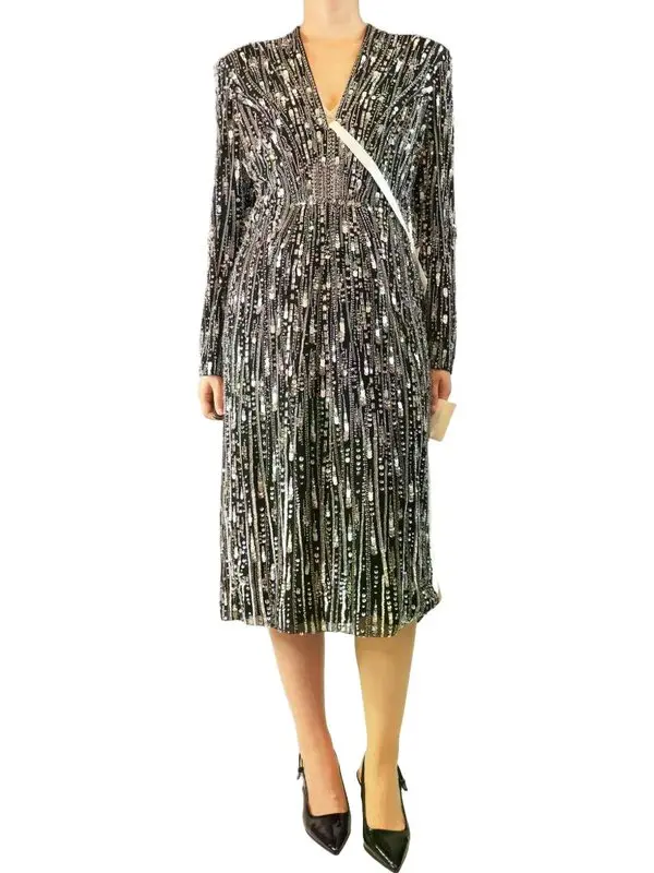 Jenny Packham Embellished Midi Dress - Black