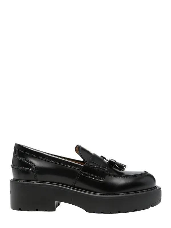 Miu Miu Chunky Leather Loafers With Tassel Detail - Black