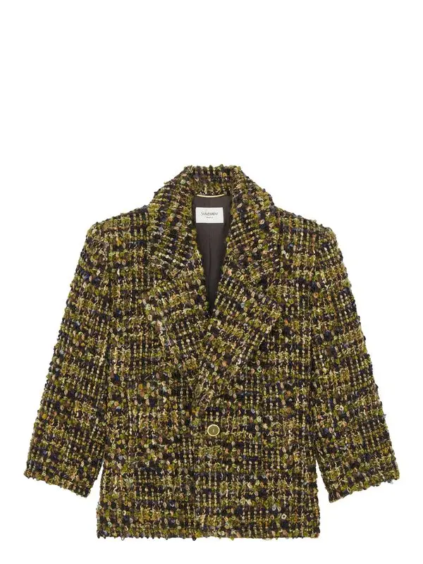 Saint Laurent Single-breasted Tweed Jacket - Green