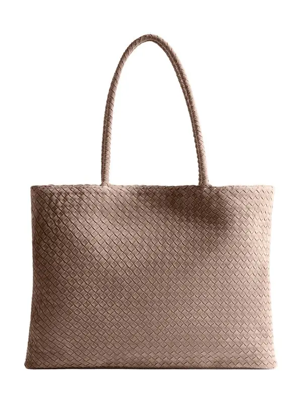 Quince Siena Suede Handwoven Tote - Pebble