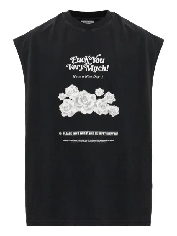 Vetements Fu Very Much Sleeveless T-shirt 'washed - Black