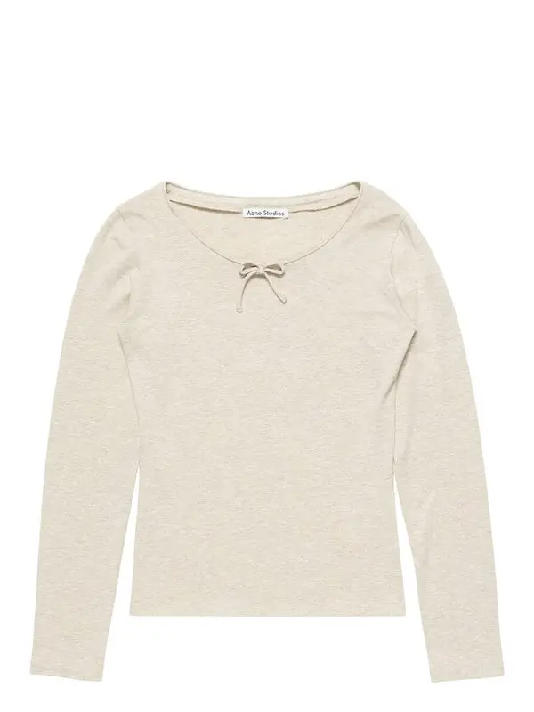 Acne Studios Soft Light Long Sleeve Top With Bow Detail - Tan