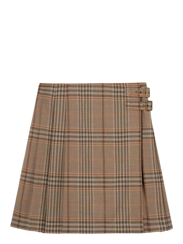 Burberry Odessa Skirt With Plaid Pattern - Tan