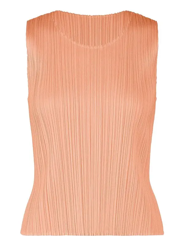 Issey Miyake Sleeveless Pleated Top - Orange