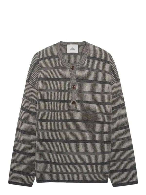THE ELDER STATESMAN Nimbus Textured Henley Shirt - Grey