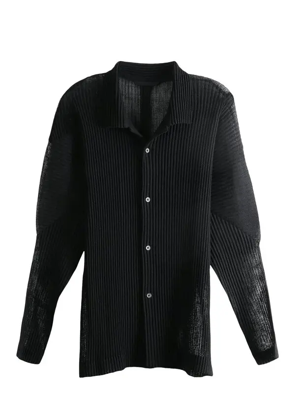 Issey Miyake Pleated Mesh Shirt - Black