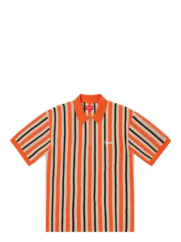 Supreme Open Knit Stripe Zip Polo - Orange