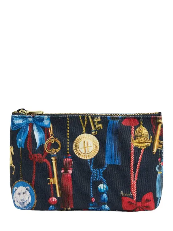 Harrods Canvas Tassel Wash Bag - Navy