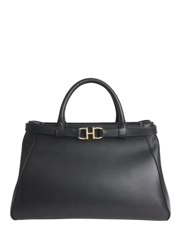 Harrods Medium Leather Grace Top-handle Bag - Black