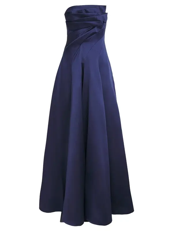 Talbot Runhof Mikado Satin Gown - Navy